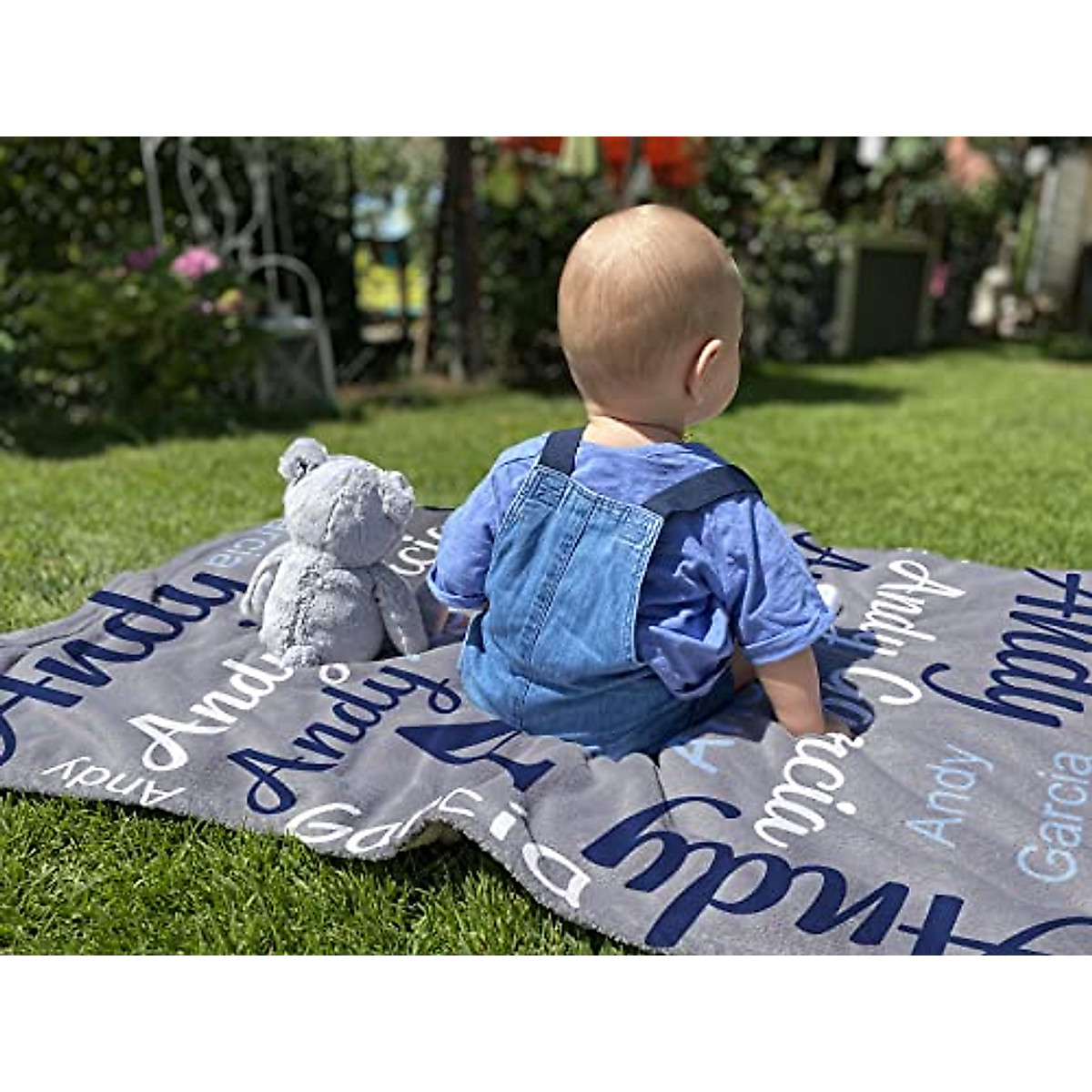 Yoke Style Personalized Baby Blankets for Baby Boys/Girls, Custom Name Initial Swaddle Blanket, Personalized Baby Boy Gifts for Newborn, Toddler, Kids on Baby Shower, Birthday
