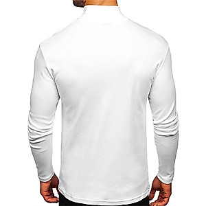 Men’s Mock Turtleneck Long Sleeve T Shirts Thermal Undershirts Lightweight Pullover Sweaters Top White