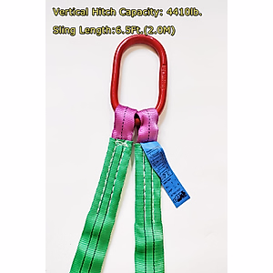Two Leg Bridle Web Sling 6.5ft 4410lb Web Slings Belt Type with hook2.0 m 2000 kg Lightweight and Flexible Capacity Steel Sling[2leg 2.0 t]