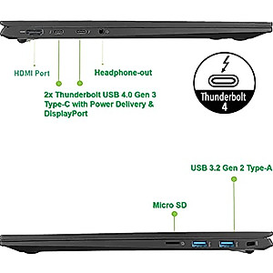 LG Gram 16 12th gen Intel Core i7-1260P Evo Platform Laptop Business, 16" WQXGA (2560 x 1600) IPS Display, Backlight Keyboard, Thunderbolt4, Wi-Fi 6E, Windows 11, 16GB RAM, 512GB PCIe SSD, HDMI Cable