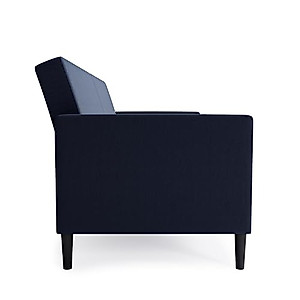 DHP Farnsworth 79 Inch Futon Sofa Bed, Upholstered Couch Sleeper with Tufted Seat, Mid-Century Modern, Navy