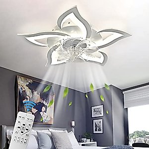 Jesskit 26.8" Ceiling Fan with Lights, Chandelier Ceiling Fans with 3 Color Dimmable and 6 Speeds Remote Control, Modern Indoor Flush Mount Ceiling Fans with Lights for Living Room Bedroom Dining Room