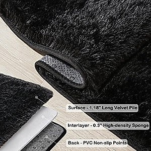 Maxsoft Ultra Soft Shaggy Rug for Bedroom, 5x8 Feet Indoor Modern Fluffy Area Rugs Fuzzy Carpet for Living Room, Upgrade Non-Slip Plush Furry Floor Christmas Rug for Nursery Home Decor, Black