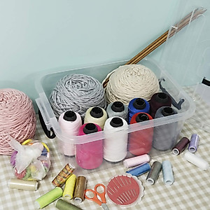 Uumitty 8 L Plastic Storage Bin Tote Organizing Container with Lid and Latching Buckles, Stackable and Nestable, 2 Pack