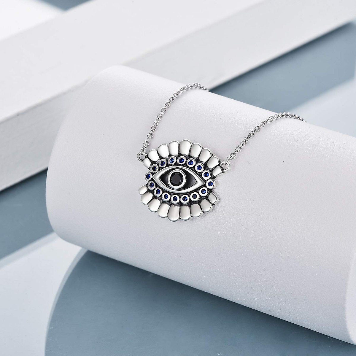 WINNICACA Evil Eye Necklace Sterling Silver Evil Eye Charm Necklace Good Luck Vintage Eye Pendant Jewelry Protection Gift for Women Friend Birthday - Mom gifts (Evil Eye 1)