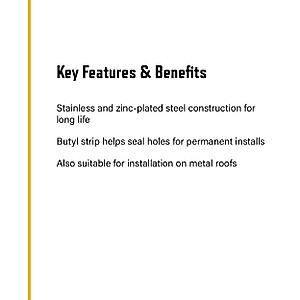Guardian Fall Protection 00500 RIDG-1 Single D-Ring Roof Anchor with Nails 11-Inch in Length and 1 D-ring, 9¾"