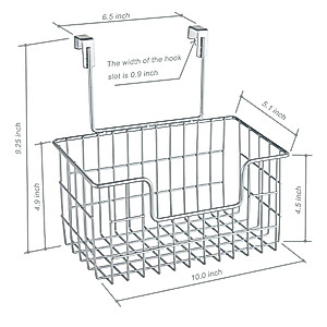 JUNCHU CHERRY 2 Pack The Cabinet Door Organizer, Hanging Wall Mount Storage Wire Basket,Grid Storage Basket for Kitchen,Pantry Bathroom,Cabinet,Chrome