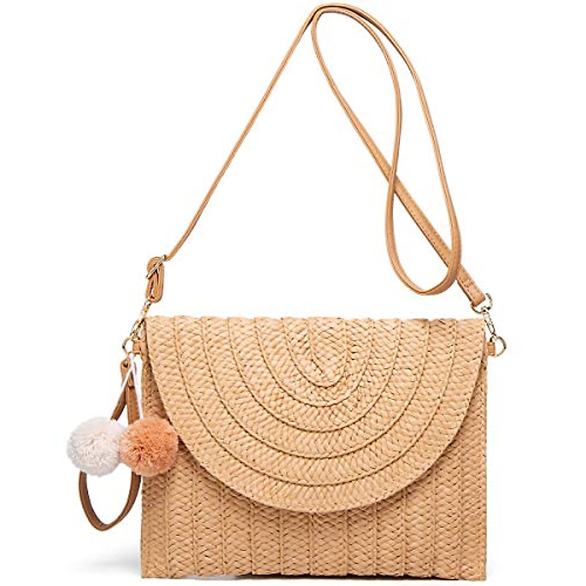 Straw Clutch For Women, Womens Summer Straw Clutch Bohemian Beach Hand Wrist Clutch(AKhaki)