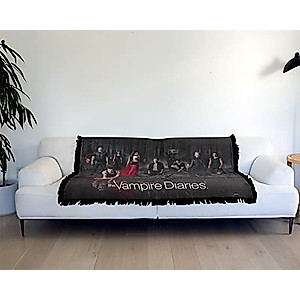 LOGOVISION The Vampire Diaries Blanket, 50"x60" Group Poster Woven Tapestry Cotton Blend Fringed Throw Blanket