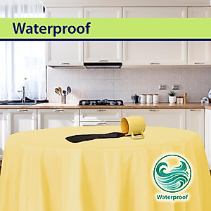 Yellow Disposable Plastic Tablecloth for Round Tables (12 Pack) 84 inches Table Cloths for Parties, Events & Weddings, Indoors & Outdoors, Plastic Table Cover