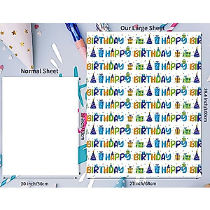 BULKYTREE Birthday Wrapping Paper for Boys Girls Kids Men Women Holiday Birthday Party - 3 Large Sheets Colorful Balloon 'Happy Birthday' Birthday Candles Gift Wrap - 27 Inch X 39.4 Inch Per Sheet