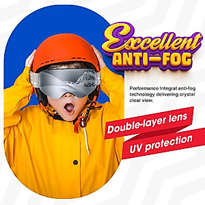 EasYoung Kids Ski Goggles, Kids Snowboard Goggles for Boys Girls Age 3-14, Kids Snowboarding Goggles