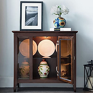 Leick Furniture Entryway Curio Cabinet with Interior Light, Chocolate Oak