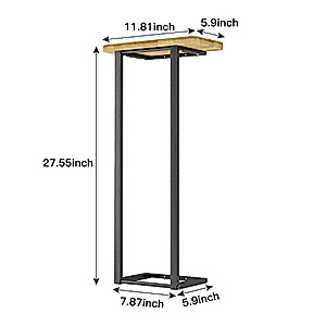 Towel Racks for Bathroom, Towel Rack Holder Wall Mounted Towel Storage, Homeiju Metal Towel Holder with Bamboo Shelf, Wall Towel Storage Rack Shelf for Rolled Towels, Black