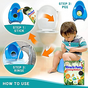 Miracle Potty Training Color Changing Stickers for Girls and Boys | Jungle Animal Toddler Potty Training Seat Toilet Sticker | Use with or Without Printable Potty Chart Or Potty Watch | 5 Pack