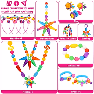YFZYT Snap Pop Beads for Girls Toys, 550+ Pcs Jewelry Making Kit for Toddlers 3 4 5 6 7 Year Old, Kids Pop Beads Art and Craft Kit DIY Hairband Bracelets Necklaces Rings Toys Birthday Christmas Gifts