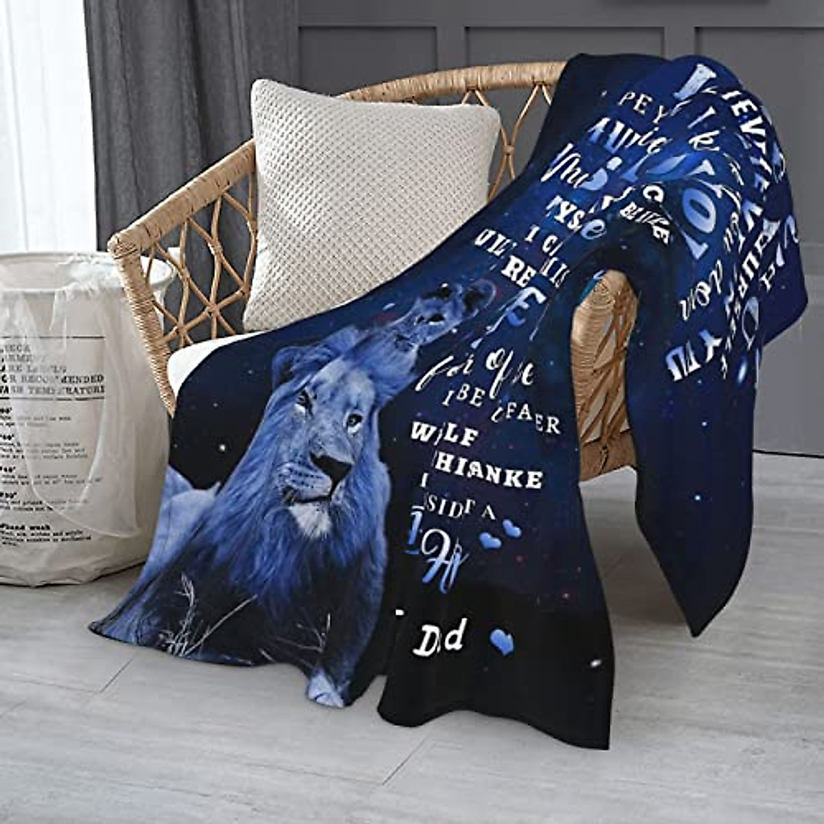 TGRUIHM to My Daughter Blanket from Dad, Lion Blanket to My Daughter, Christmas Birthday Gifts for My Daughter Super Soft Cozy Flannel Throw Blanket for Bed Sofa 50"x60"