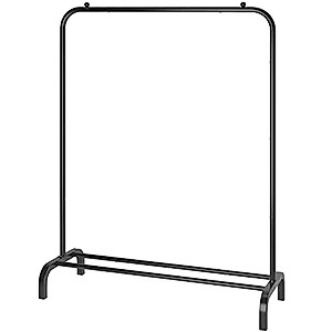 MOYIPIN Metal Clothing Rack, Single Rod Portable Garment Rack for Hanging clothes, Cloths Rack for Bedroom, Balcony 43.31inch, Black