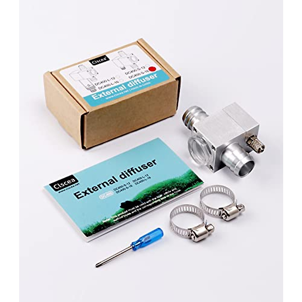 Clscea External Inline CO2 Diffuser Atomizer Aluminum Alloy for Planted Aquarium 16 mm