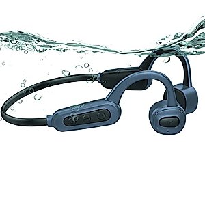 Waterproof Bone Conduction Bluetooth Headphones - Ultralight Swimming Headphones IP68 Waterproof Bluetooth 5.0 Open Ear Wireless Sports Headset with MP3 Player 16G Memory for Running Swimming (Grey)