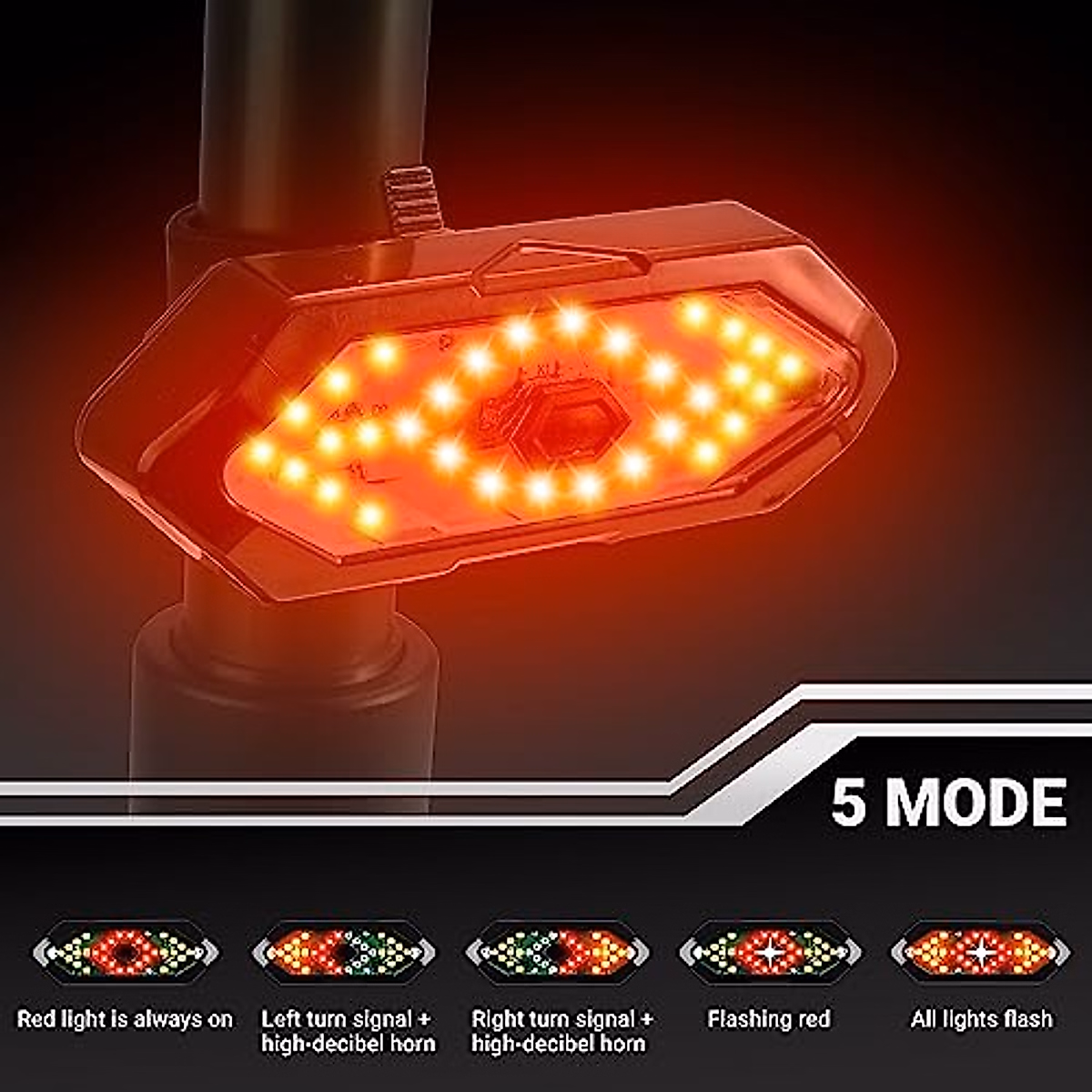 Himiway LED Bike Taillight Light Bike Light with Turn Signals(Remote Control) / Taillight(Colorful) / Taillight with Brake Sensor/Taillight with Alarm Horn Bicycle Light Waterproof USB Rechargeable