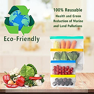 12Pcs Reusable Freezer Bags Food Storage Bags WLRGOOD Flat Silicone Bags Leakproof BPA Free Freezer Gallon/Lunch/Sandwich/Snack Food Storage Containers for Meat Fruit Veggies Travel Home Storagation