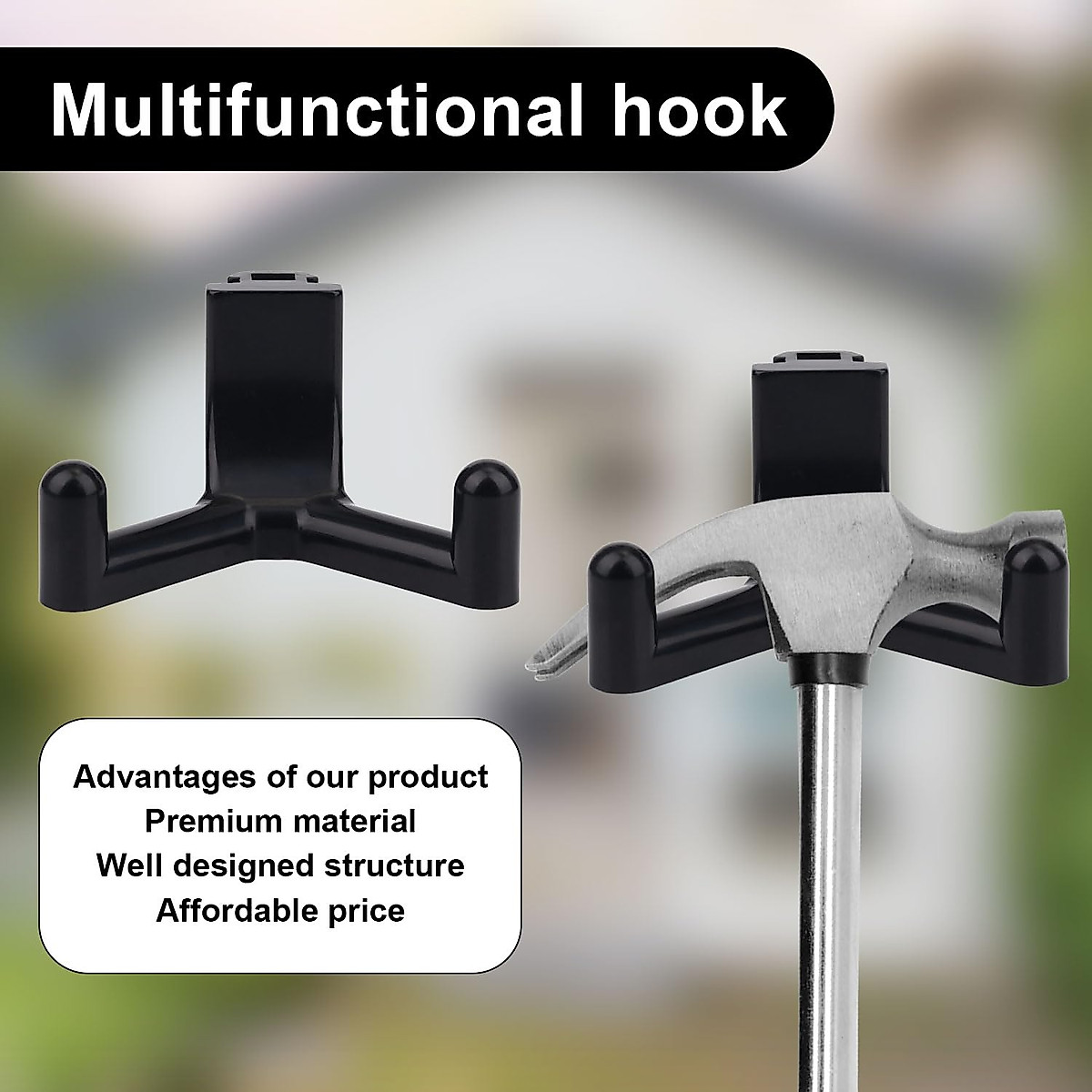 PEUTIER 10pcs Tool Hooks Compatible with Lifetime Shed, ABS Plastic Garage Organization Tools Garden Tool Hooks Shed Organization Accessories (Black)