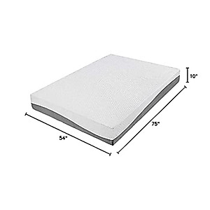 PrimaSleep 10 Inch Wave Gel Infused Memory Foam Mattress,Gray (Full)