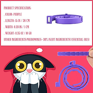 Kewaii Calming Collar for Cats Adjustable Waterproof Calm Collar 60 Days Effective Reduce Anxiety, Persistent Natural Pheromone, Up to 15 Inch (2pack)