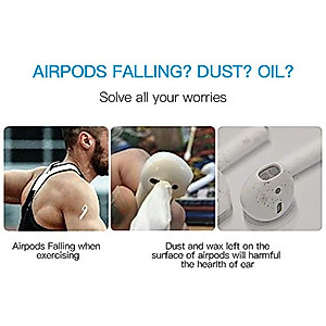 DamonLight (Fit in The case) Airpods Earpods Covers Anti-Slip Silicone Soft Sport Covers Accessories for AirPods Earbud AirPods Ear Tips 2 Pairs (White)