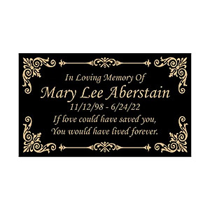 Beautifully Engraved Plaque, Plate, Name Plate in Black and Gold - 4.5" x 2.5" and More Sizes