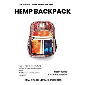 Unique Tie-dye Mini Hemp Backpack Small Back Pack Boho Backpack 100% Himalaya Hemp| 100% VEGAN | Handmade with Love. (Brown)