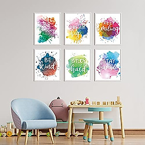 Inspirational Wall Art Motivational Art Prints and Quotes and Sayings Poster Girls Teens Bedroom Decor Sayings Positive Phrase Party Gift for Girls Kids Room Wall Art Decor 6 Pcs, 8x 10in, Unframed