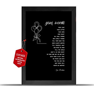 Custom Canvas Quotes, Custom Quote Print Line Art Text Poster Framed Wall Art Personalized Quote Print Custom Poem Print Calligraphy Canvas Sign Frame Letter Gift On Birthday, Anniversary Day