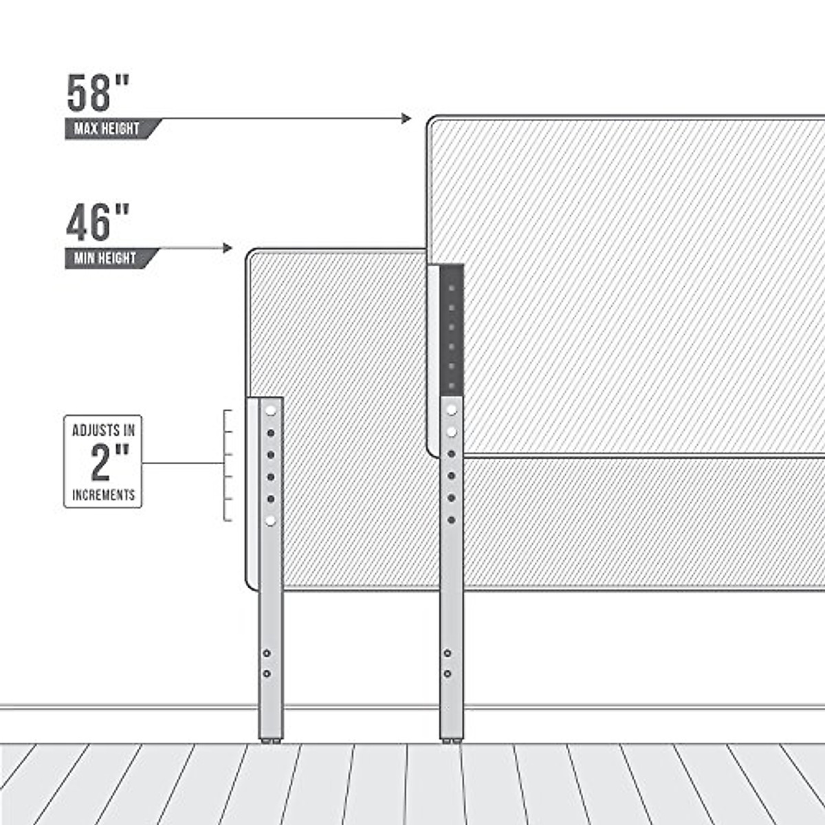 LUCID Upholstered Rectangle Square Tufting headboard, King/California King, Pearl