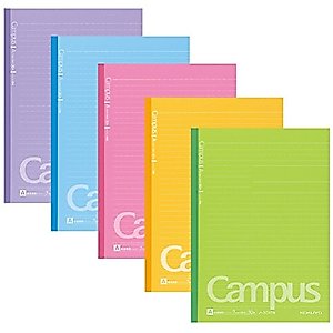 Kokuyo Campus Notebooks Semi B5-dotted, 7 mm Ruled - 30 Lines X 30 Sheets - Pack of 5 Vitamin Color (1 Set)