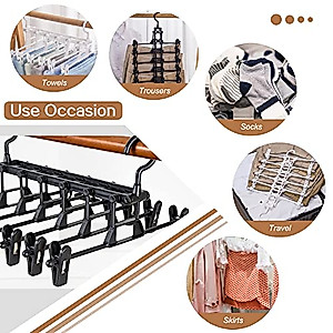 2 Packs Pant Skirt Hangers with Clips, DILIBRA 6 Layers Plastic Space Saving Pants Rack Cloth Hangers, Foldable Closet Storage Organizer for Pants Jeans Slack Trousers Skirts Scarf Towels