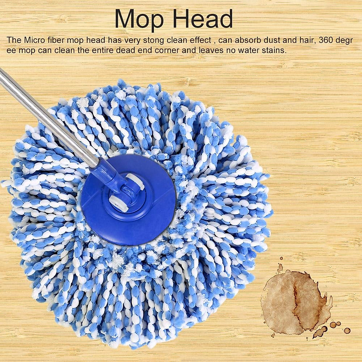 Huhushop Spin Mop Head Refills Microfiber Round Spin Mop Head Replacement for Universal Spin Mop System Perfect for Home Commercial Use (Blue+White)