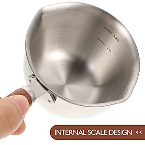 Luxshiny Pour Oil Small Pot Nonstick Saucepan Small Pots for Cooking Small Sauce Pan Yukihira Saucepan Caraway Cookware Small Casserole Water Ladle Baby Turkey Stainless Steel Wooden Handle