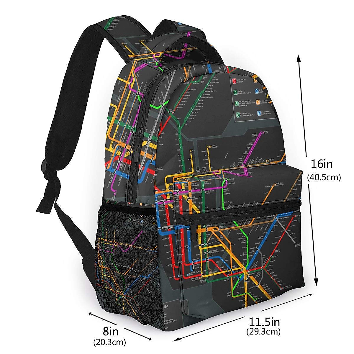 Durable Polyester Rucksacks New York Subway Map Travel Hiking Backpack - Big Capacity Anti-Theft Multipurpose Carry-On Bag for Boys Girls