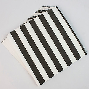 Dulousia Biodegradable Striped Paper Party Napkins,Black, 100 Count