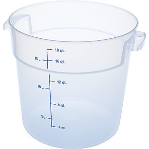Carlisle FoodService Products Storplus Round Food Storage Container with Stackable Design for Catering, Buffets, Restaurants, Polypropylene (Pp), 18 Quart, Clear, (Pack of 6)