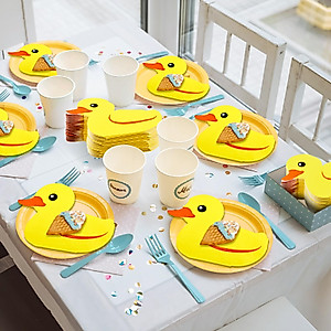 Henoyso 100 Pcs Rubber Duck Paper Napkins Duck Napkins Cute Party Napkins Rubber Duck Party Supplies for Birthday Baby Shower Dinner Picnic Summer Parties Table Decorations Favors