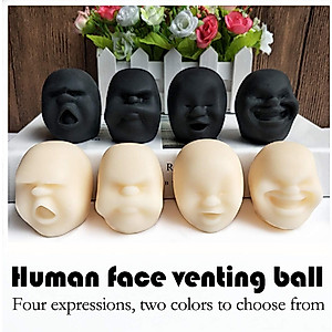 Funny Human Face Emotion Balls,Fidget Toys Stress Relief Squeeze Ball Stress Toys for Kids and Adults,Sensory Toys for Autism (Black, Sulkiness)