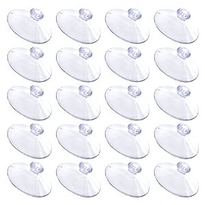 Whaline 20 Packs Clear Suction Cup PVC Plastic Sucker Pads Without Hooks Shower Caddy Connectors Suction Cups Plastic Heavy Strength Clear Sucker for Bathroom Glass Table Tops (45mm)