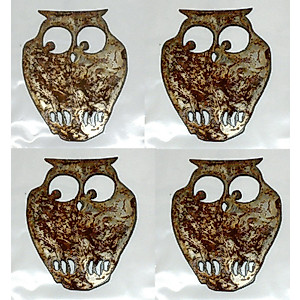 Lot of 4 Barn Owl Birds Shapes 4" Rusty Metal Vintage Craft Sign Ornament Home and Garden