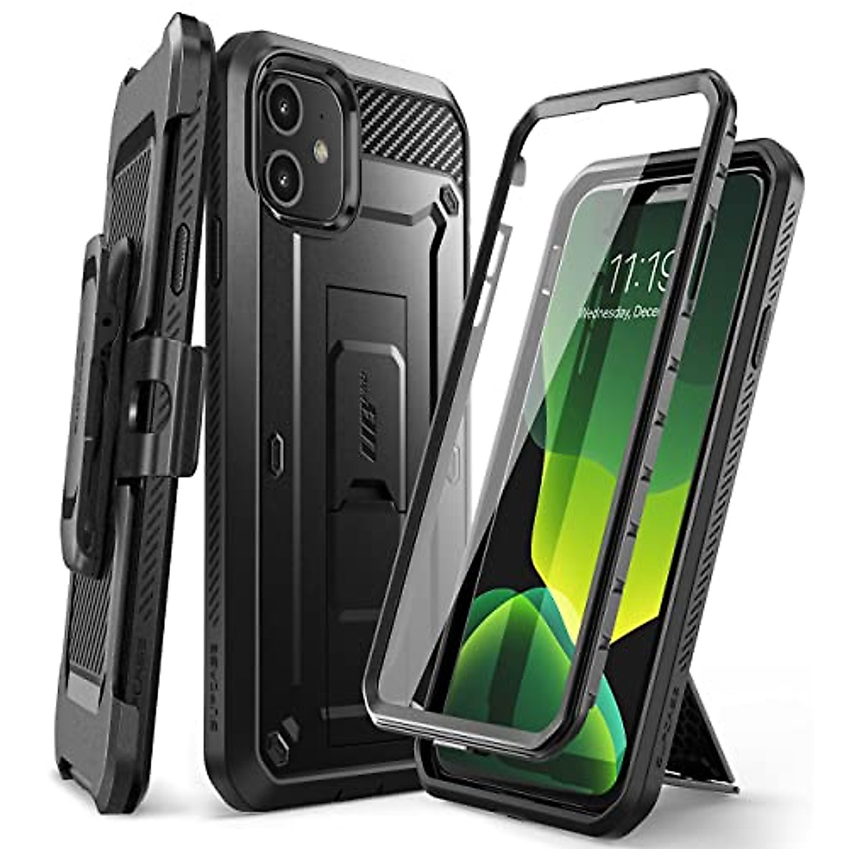 SUPCASE Unicorn Beetle Pro Series Case Designed for iPhone 11 6.1 Inch (2019 Release), Built-In Screen Protector Full-Body Rugged Holster Case (Black)