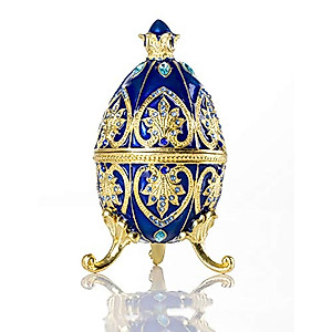 SEVENBEES Hand Painted Faberge Egg Box Hinged Jewelry Trinket Boxes for Home Decor