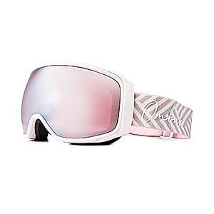 Ombak Ski Goggles - Malibu Pink Frame & Pink Mirror Lens - Ski/Snowboard Goggles for Men, Women & Youth