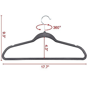 Yaheetech Thin Non Slip Velvet Clothes Hangers,Strong and Durable Hold Up to 10 Lbs- Pack of 100,Gray